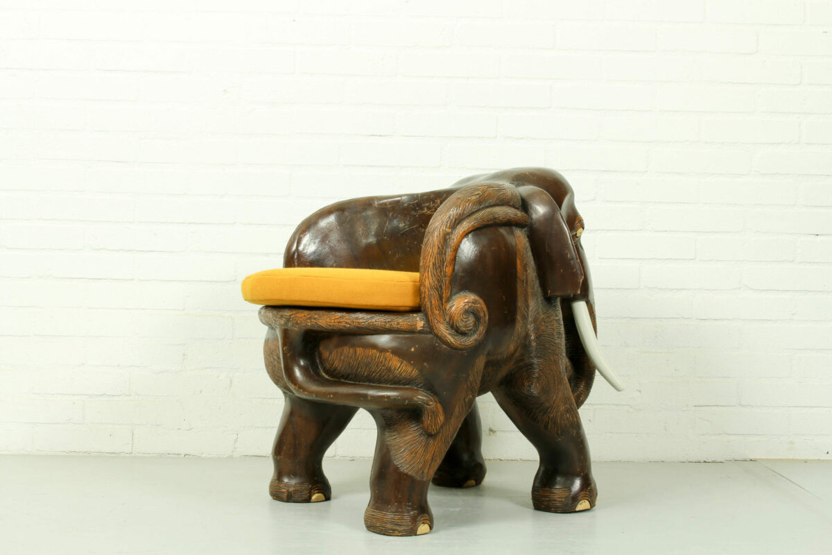 Mid Century Carved Elephant Chair – The Great Apple