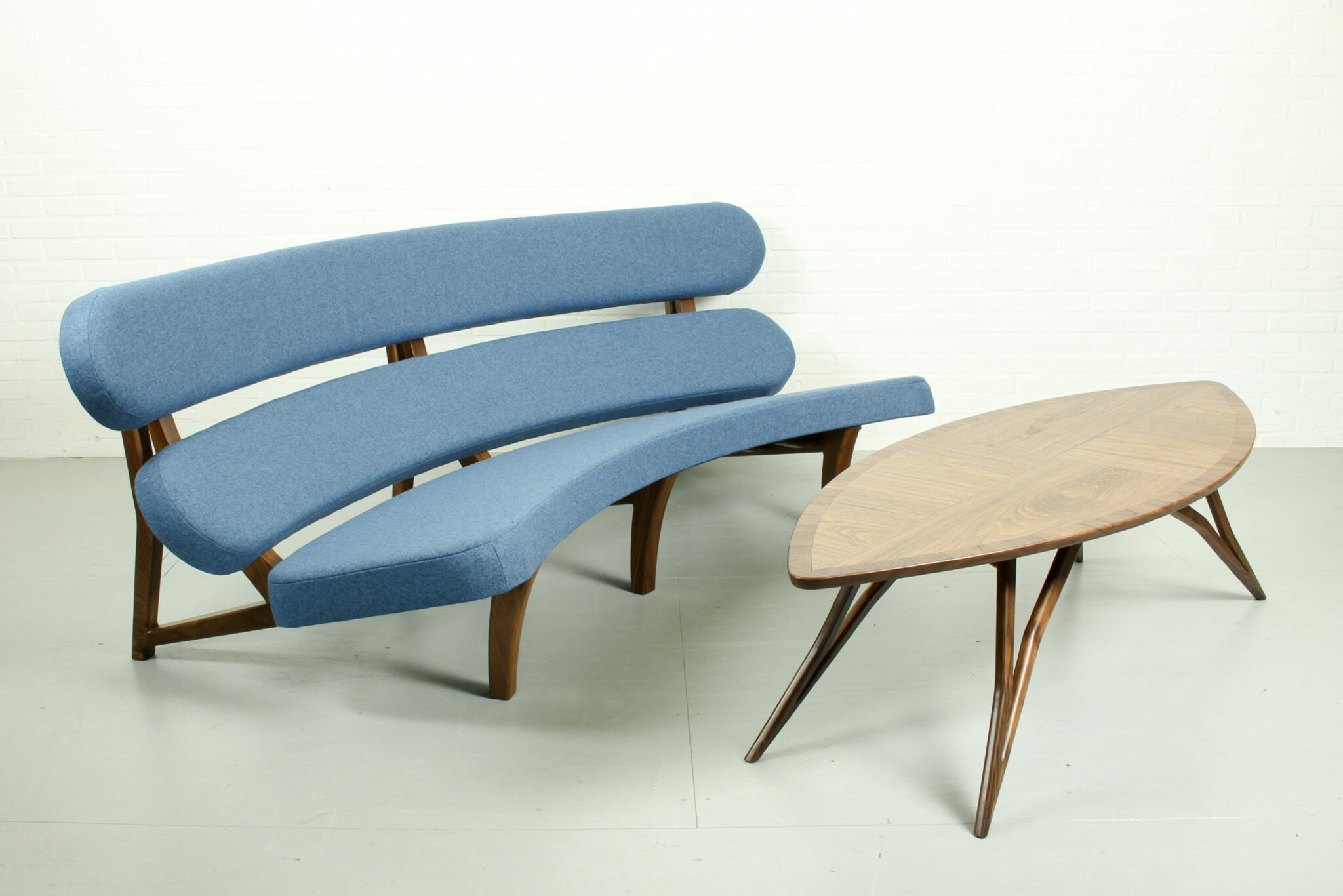 Mid century style curved american nut coffee table – The Great Apple